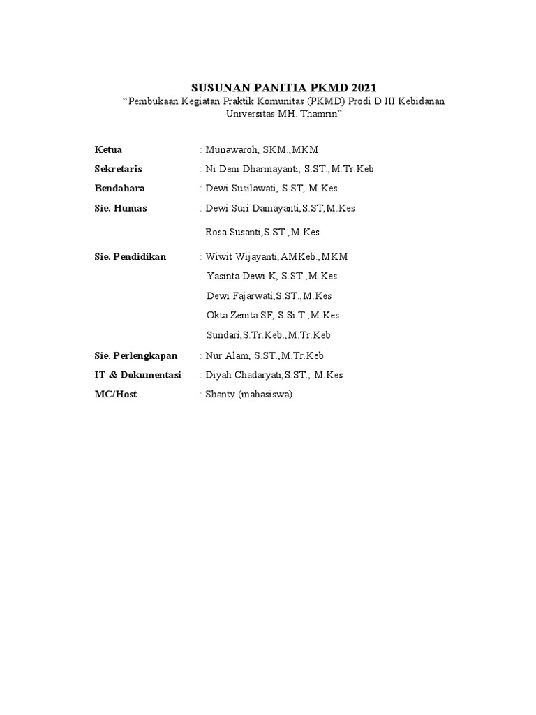 Susunan Acara MMD 2021 | PDF