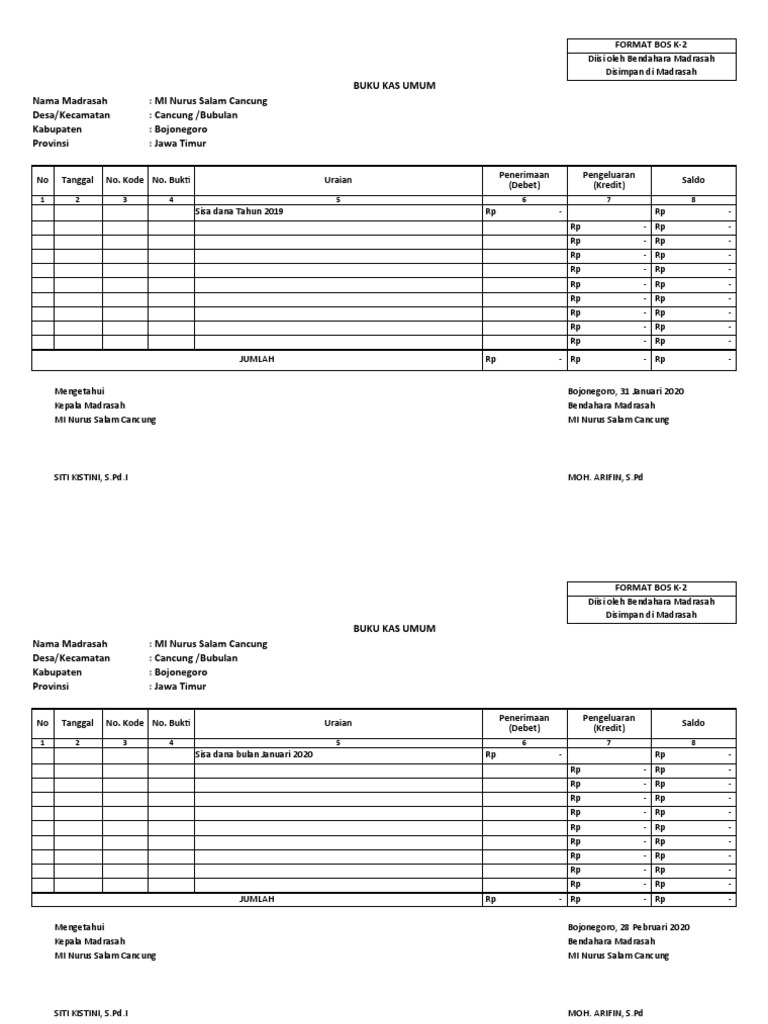 Form Bos K-2 (Bku) | PDF