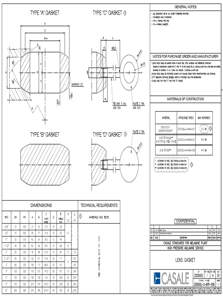 Type "A" Gasket Type "C" Gasket: Dimensions Technical Requirements | PDF