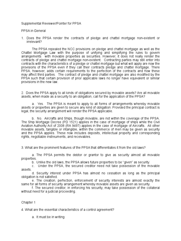 PPSA Supplemental Reviewer | PDF | Security Interest | Lease