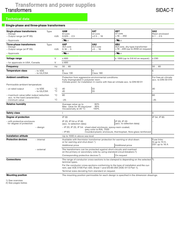 16.SIE.4AM - 4AT... Transformers Technical Data - English | PDF ...