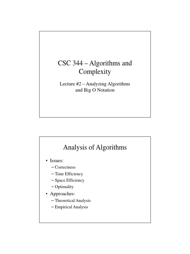 CSC 344 - Algorithms and Complexity | PDF | Time Complexity | Algorithms