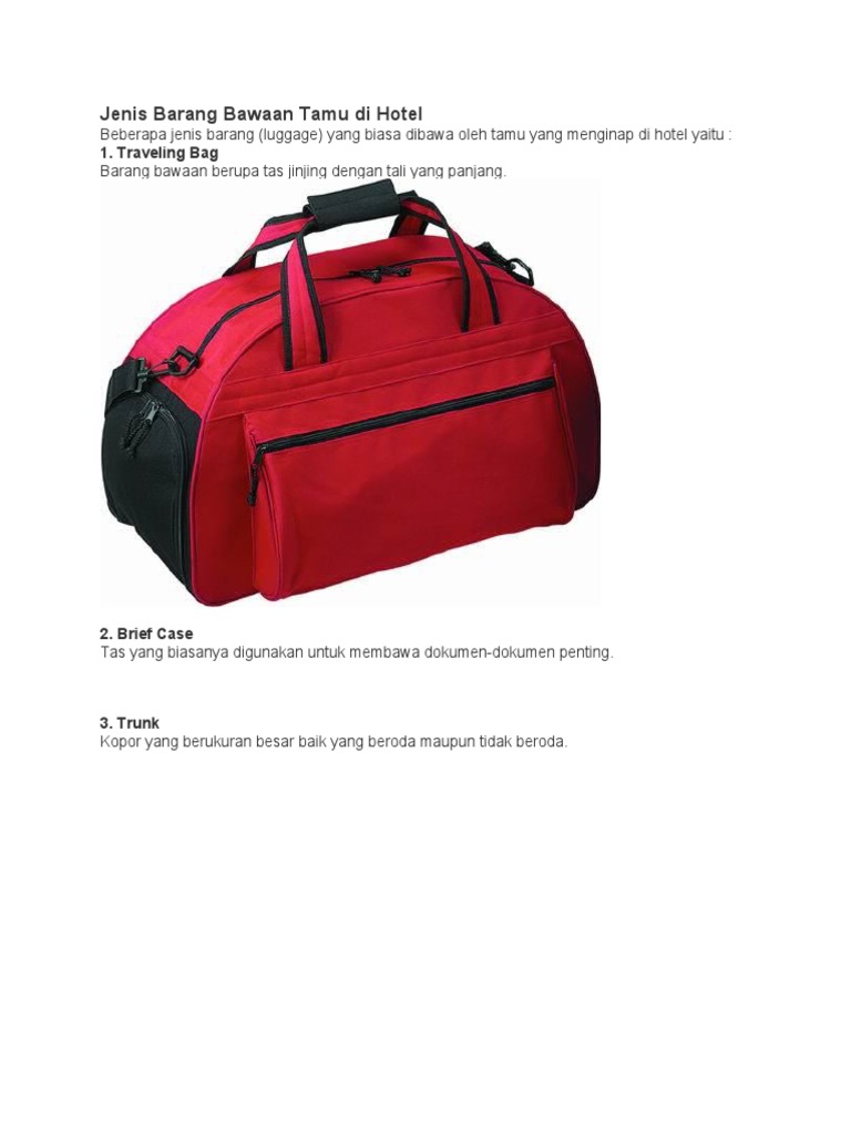 Jenis Barang Bawaan Tamu Di Hotel | PDF