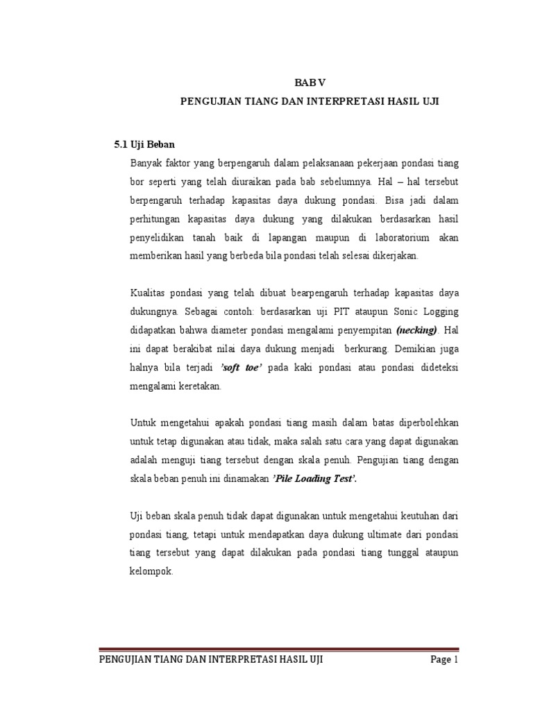 Pengujian Tiang: Uji Beban Statis dan Dinamis | PDF