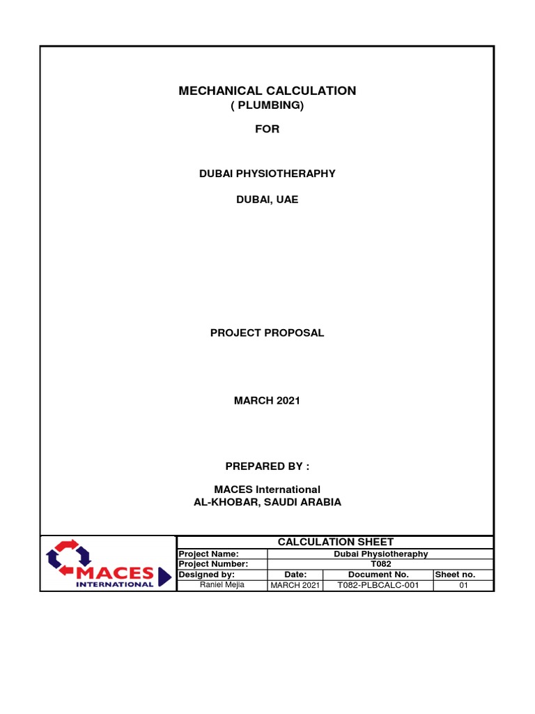 T082 - Plumbing calculation-COVER PAGE | PDF | Water Heating | Pipe ...
