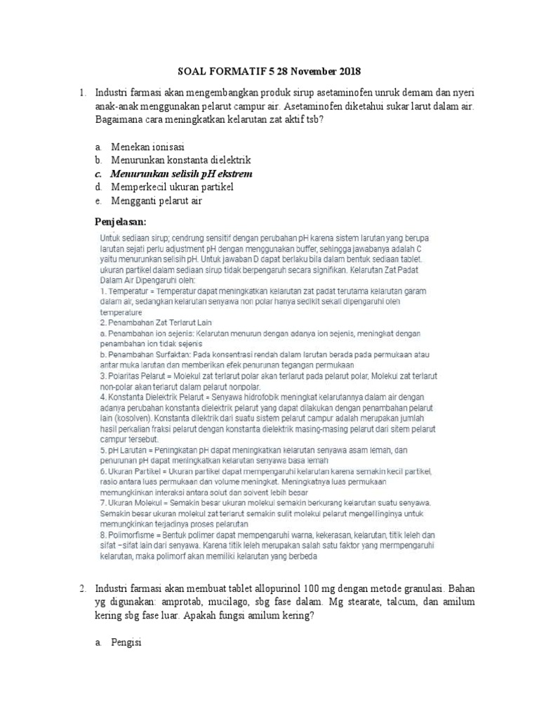 Soal Formatif 5 + Pembahasan | PDF