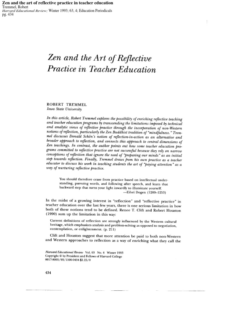 Zen and The Art of Reflective Teaching | PDF | Copyright | Freedom Of ...