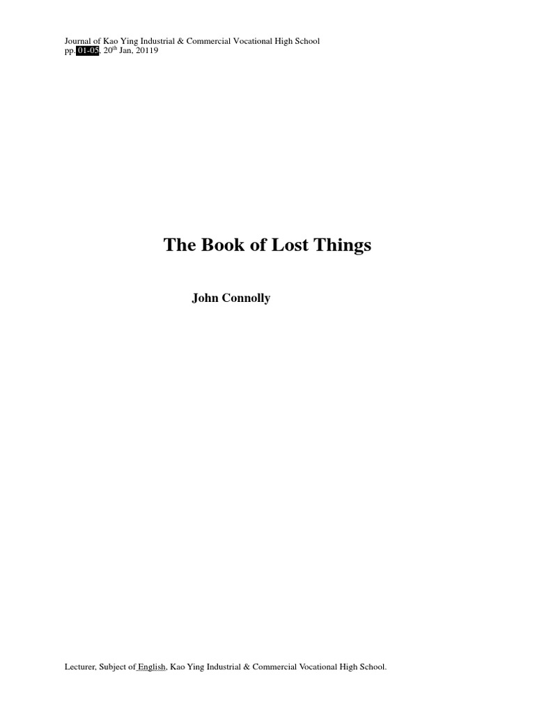 The Book of Lost Things | PDF | Childhood | Fairy Tales