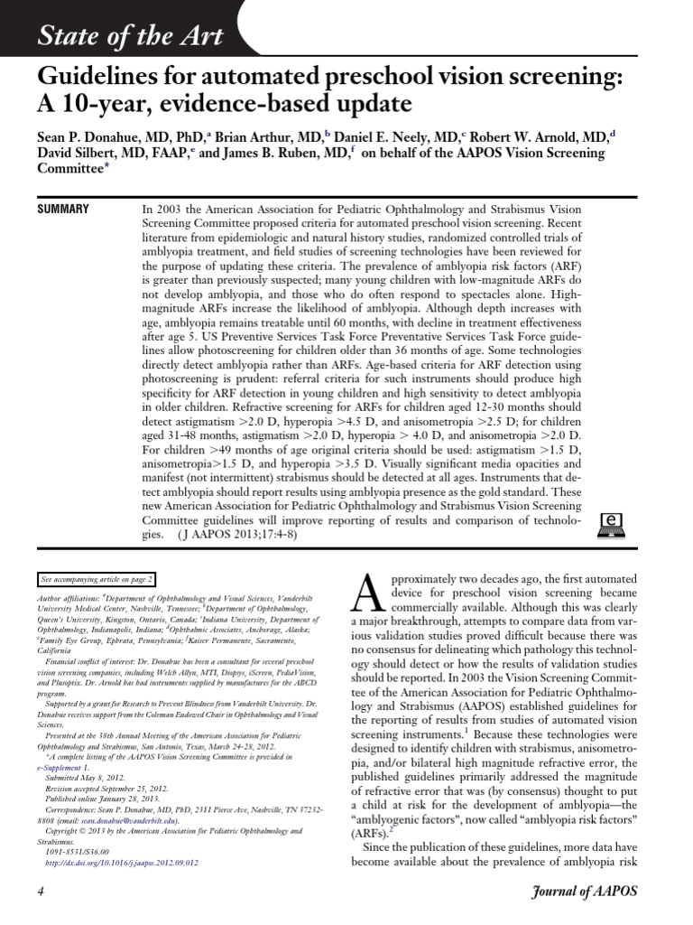 Guidelines For Automated Preschool Vision Screening: A 10-Year ...