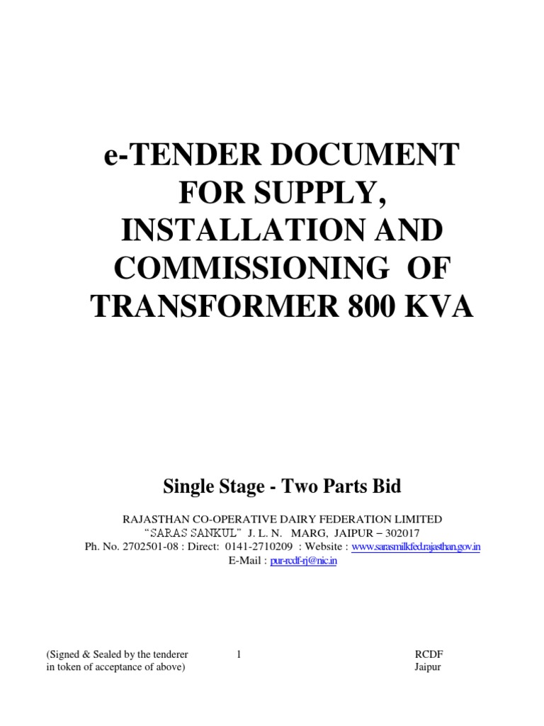 E-Tender Document For Supply, Installation and Commissioning of ...