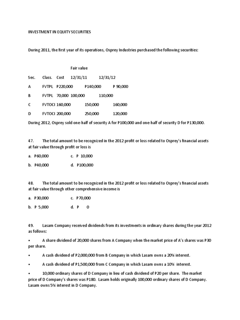 Investment in Equity Securities | PDF | Interest | Swap (Finance)