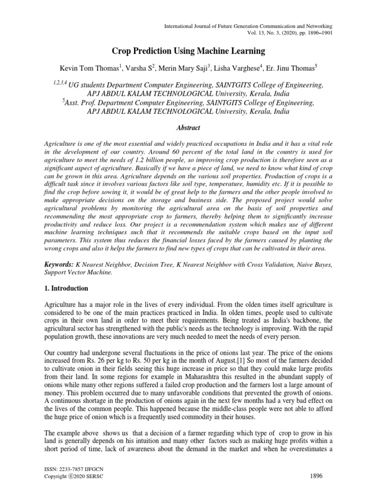 Crop Prediction Using Machine Learning | Download Free PDF | Support ...