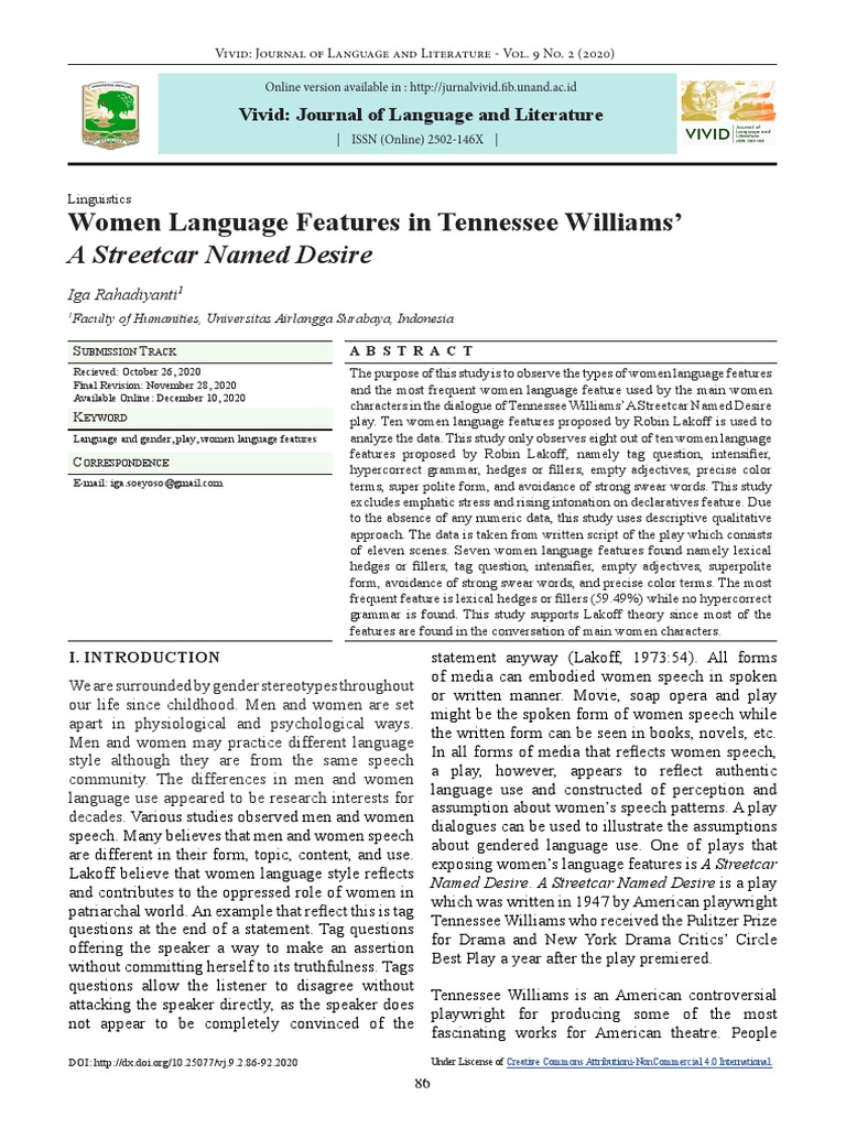 Rahadianti (2020) - Women Language Features | PDF | Linguistics | Gender