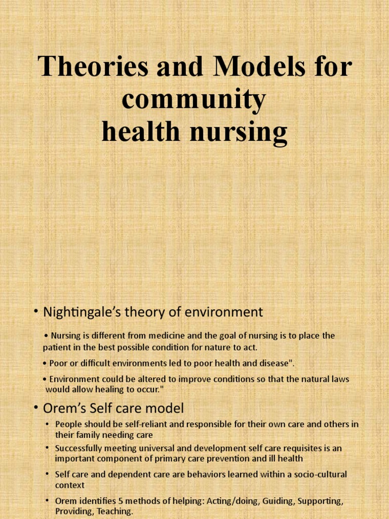 Theories and Models For Community | PDF | Preventive Healthcare | Nursing