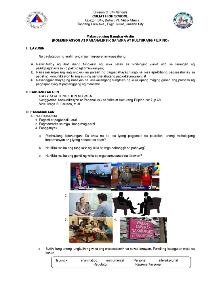 Halimbawang Banghay-Aralin Sa Filipino | PDF