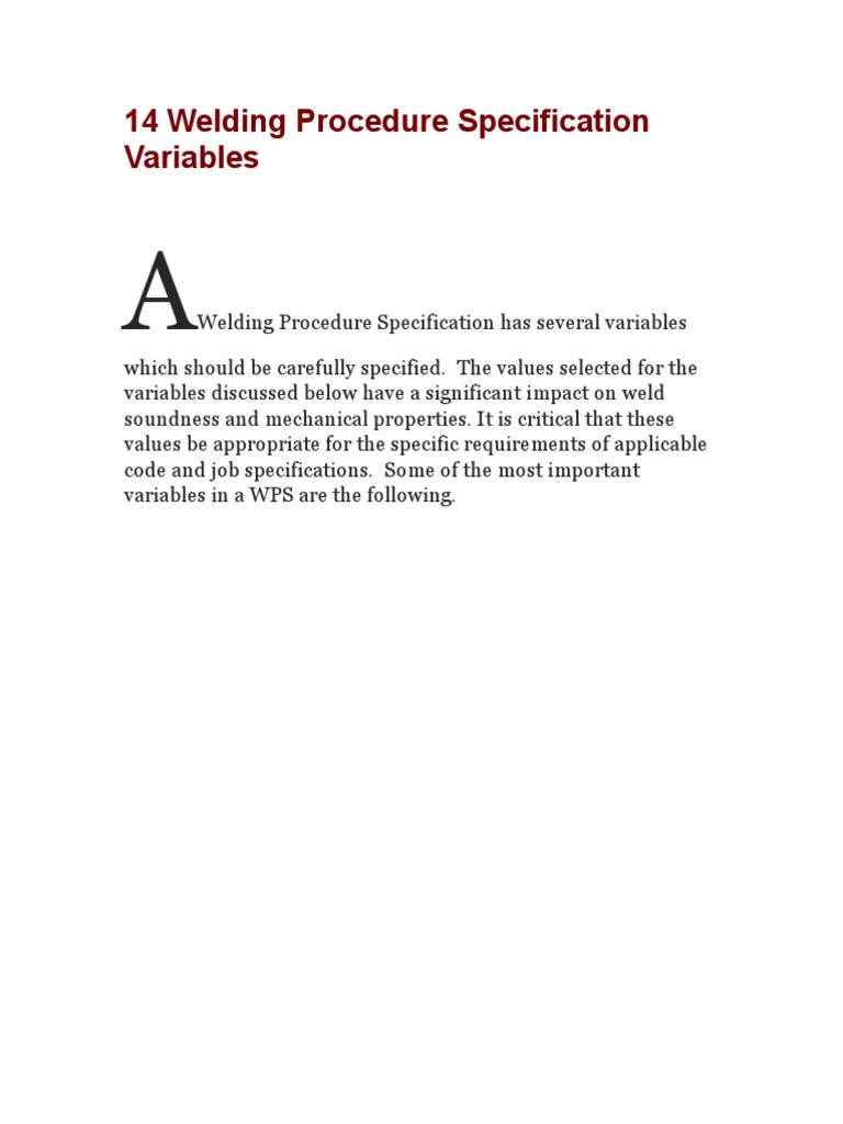 Essential Variables for Developing an Effective Welding Procedure ...
