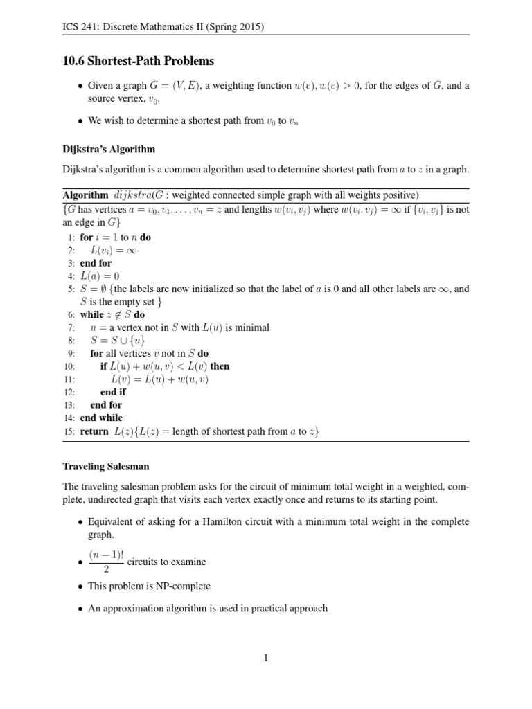 10.6 Shortest-Path Problems | Download Free PDF | Combinatorics ...