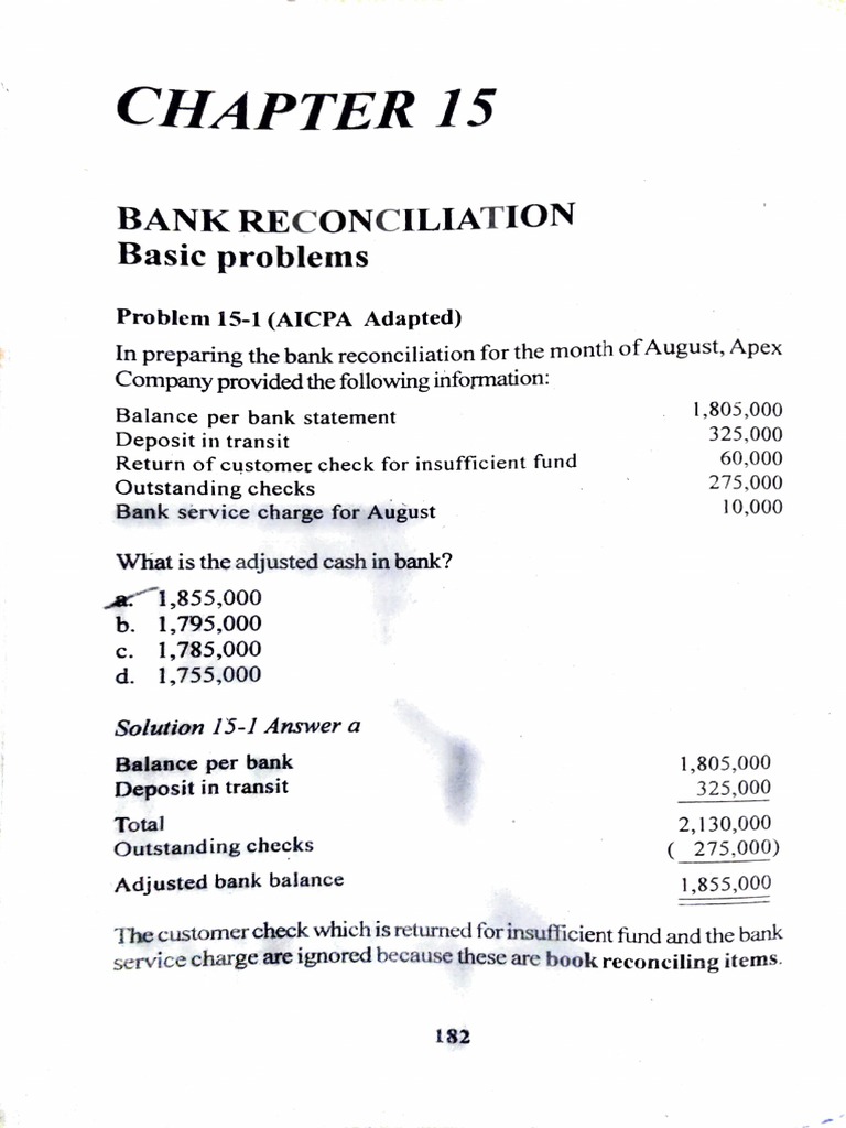 Bank Reconciliation: Basic Problems | PDF | Cheque | Deposit Account