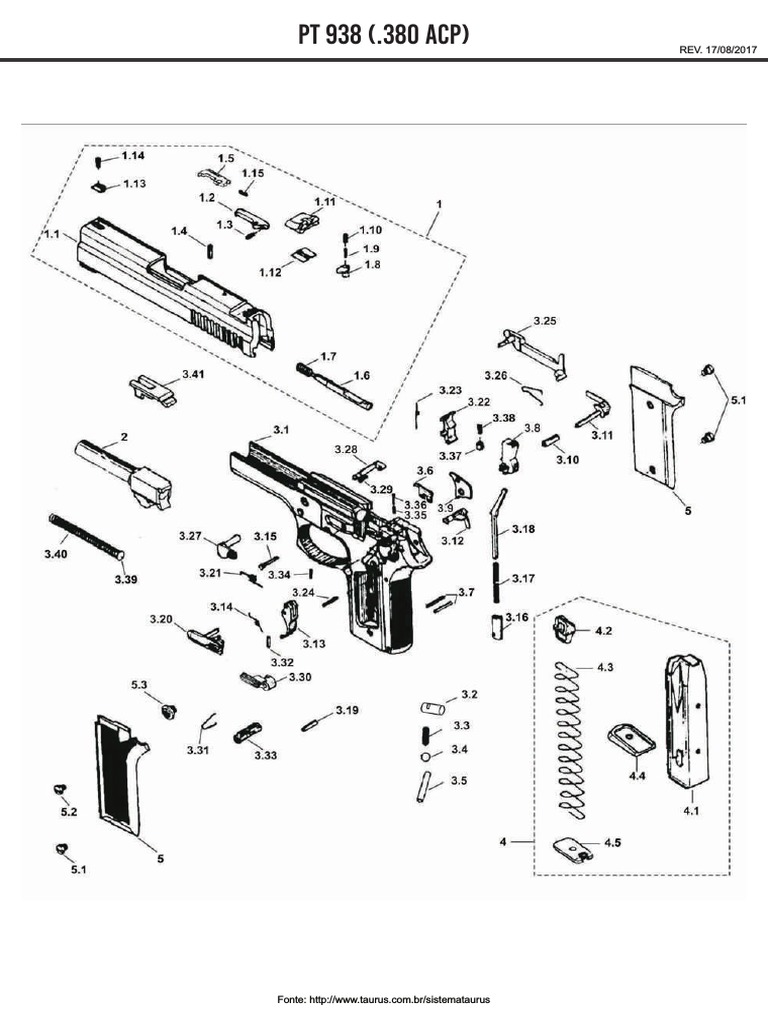 Lista de peças e componentes do revólver PT 938 (.380 ACP) | PDF ...