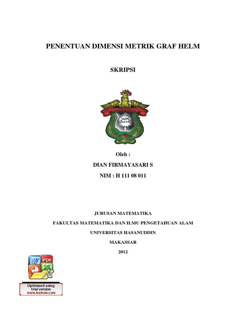 Penentuan Dimensi Metrik Graf Helm: Skripsi | PDF