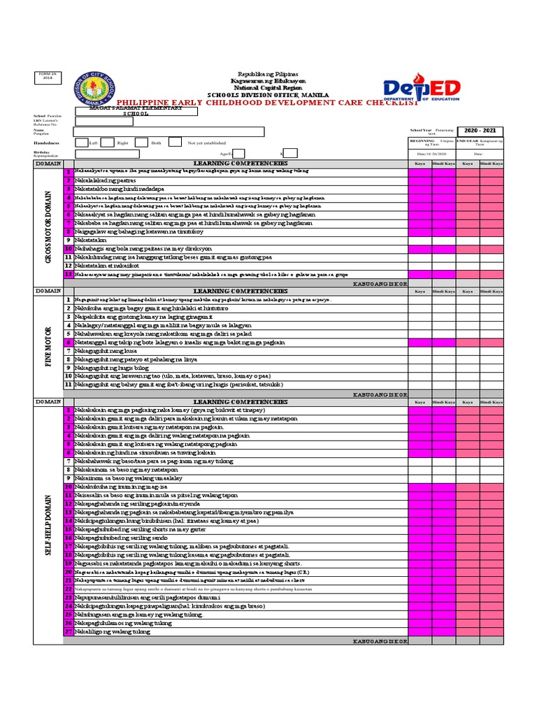 ECCD Record Form 2B 2 Pages 5 | PDF