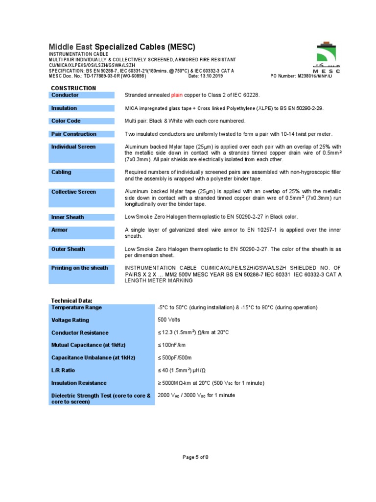Middle East: Specialized Cables (MESC) | Download Free PDF | Wire ...