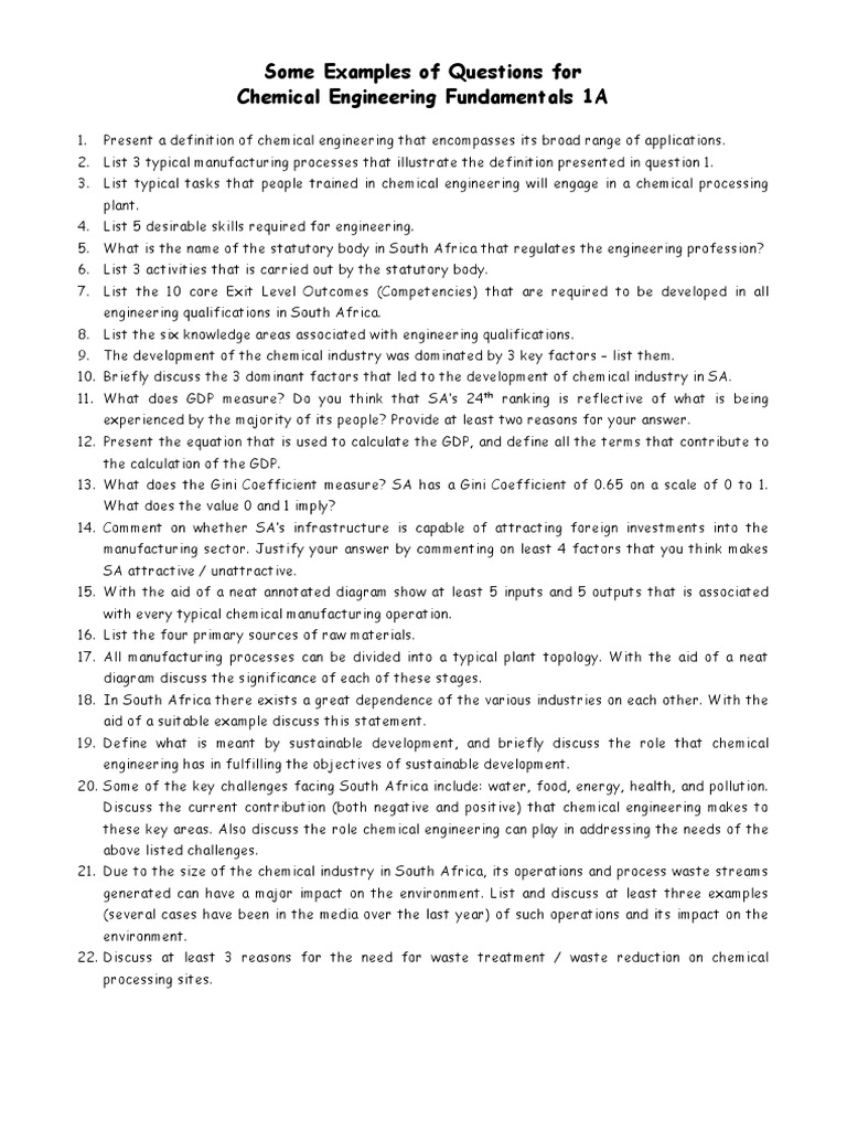 Sample Questions For CEFA101 | PDF | Cracking (Chemistry) | Oil Refinery