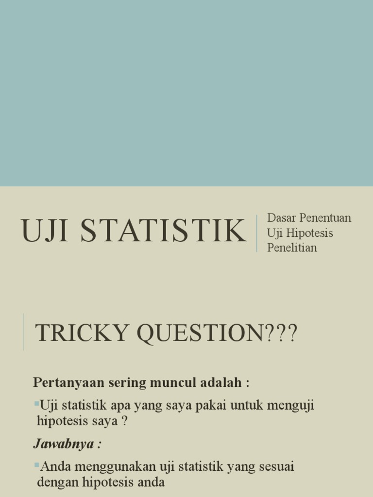 Panduan Uji Statistik untuk Hipotesis | PDF