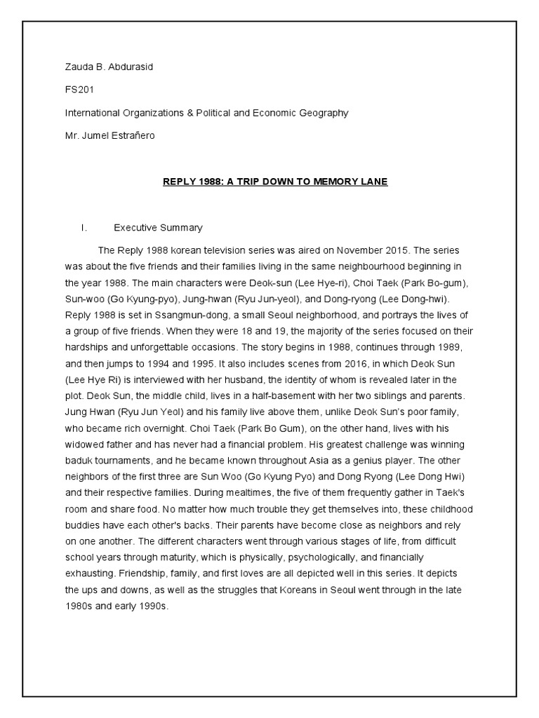 Exploring Themes in Reply 1988 | PDF | South Korea | World Politics