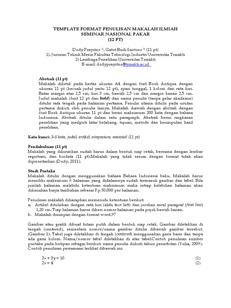 Template Format Penulisan Makalah Ilmiah 21-4-17 | PDF