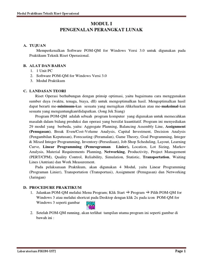 Modul Teknik Riset Operasional | PDF