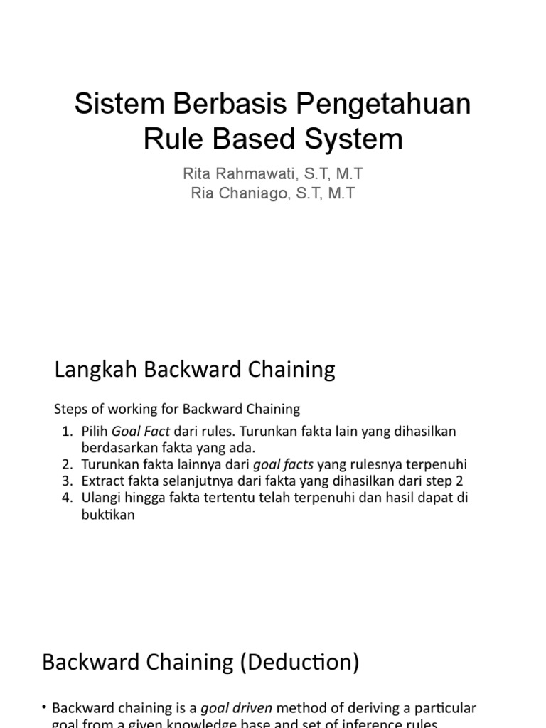 SBP - Rule Based System Backward Chaining B | PDF | Reasoning | Logic