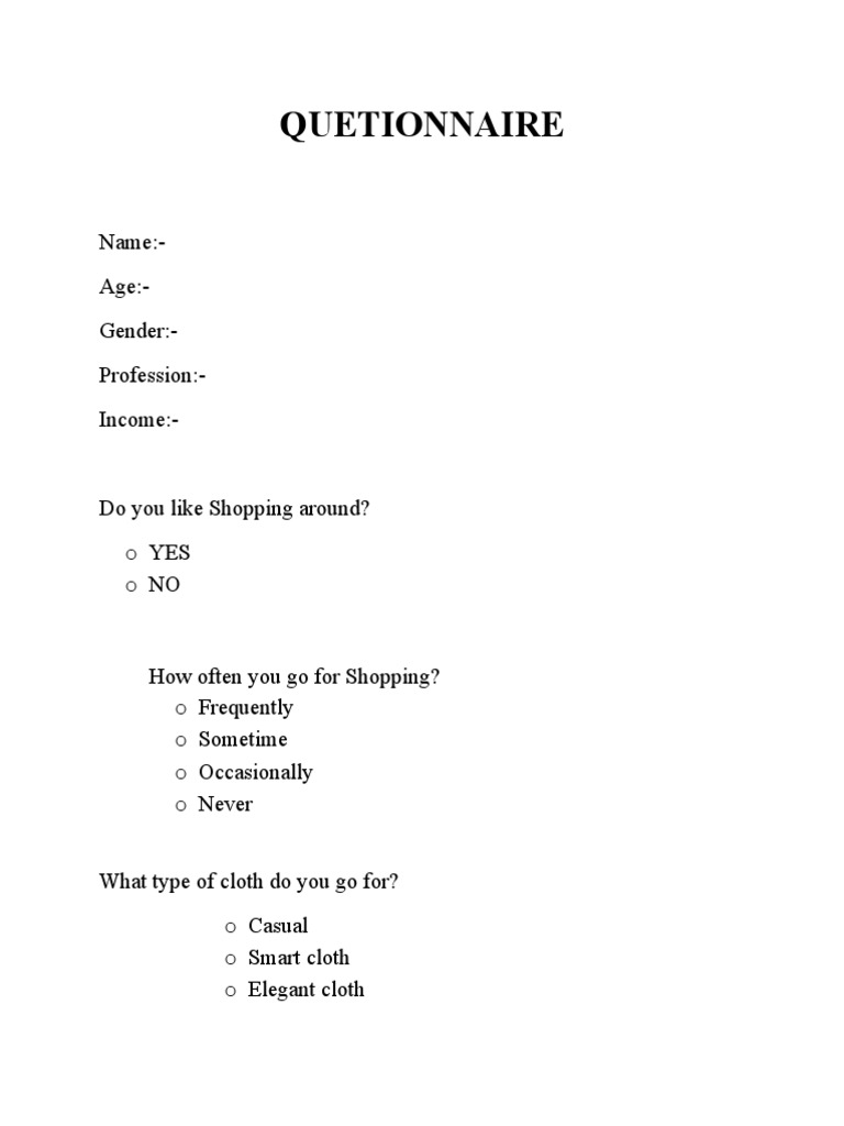 Clothing Shopping Preferences Survey | PDF | Self-Improvement