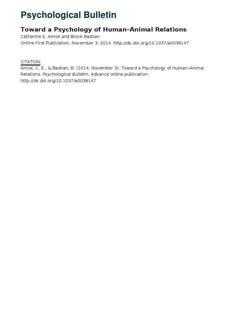 Human-Animal Relations in Psychology | PDF | Psychology | Human