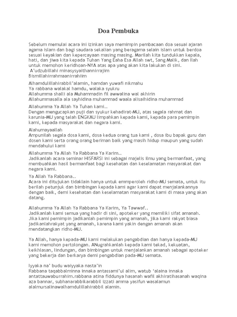Doa Pembuka | PDF | Pengembangan Diri | Agama & Spiritualitas