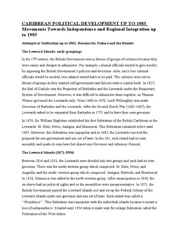 Caribbean Political Development Up To 1985 | PDF | Policy | Government
