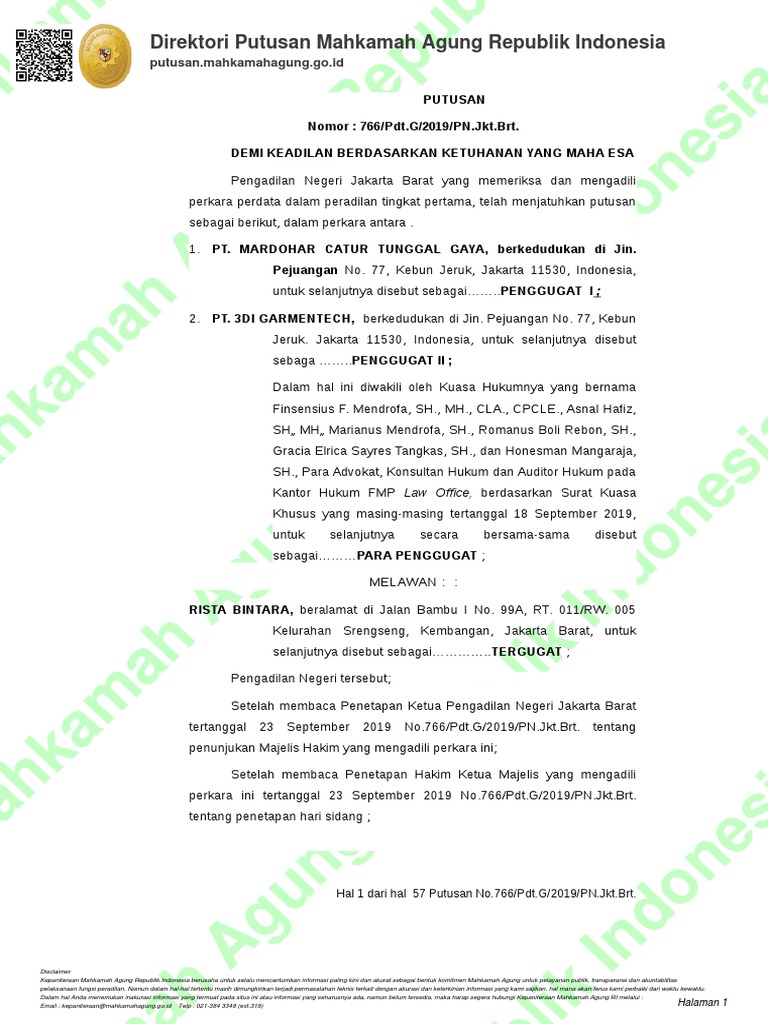 Sengketa Hukum Perdata di Jakarta Barat | PDF