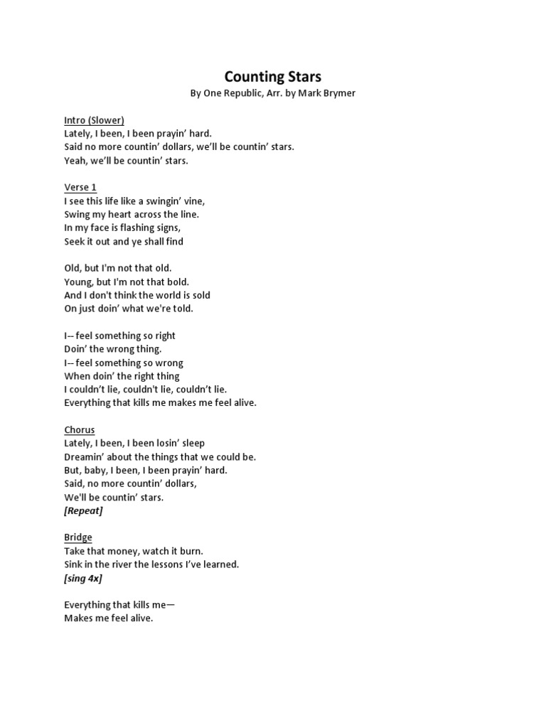 Counting Stars Lyrics | PDF
