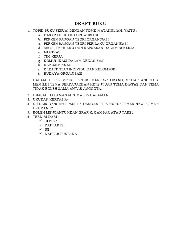 Contoh Draft Buku Perilaku Organisasi | PDF