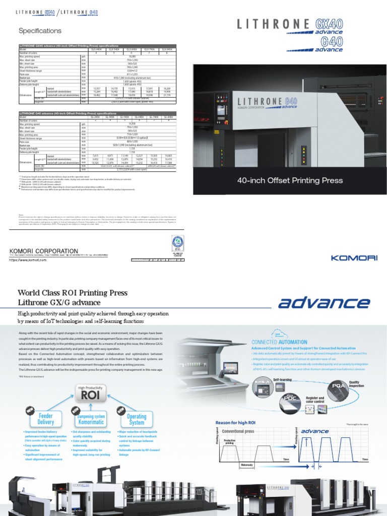 Specifications: 40-Inch Offset Printing Press | PDF | Automation | Printing