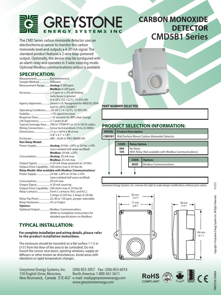 Detector de Monoxido Greystone Basico | PDF | Relay | Sensor