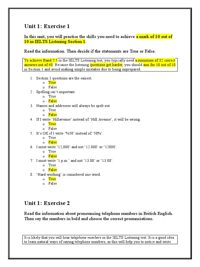 Unit 1 - Listening-Fin | PDF | International English Language Testing ...