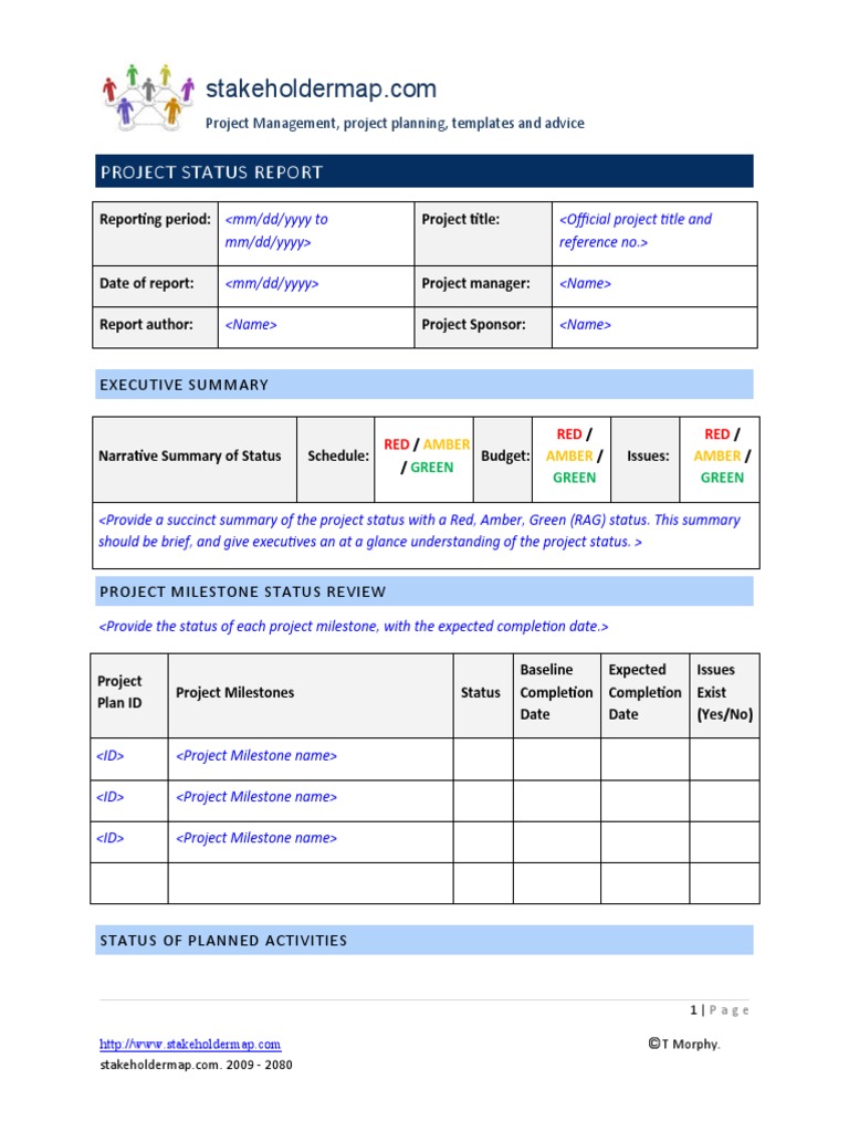 Project Status Report Template | PDF | Project Management | Projects