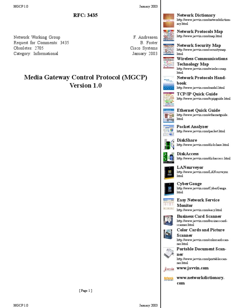 Media Gateway Control Protocol (MGCP) | PDF | Voice Over Ip | Computer ...