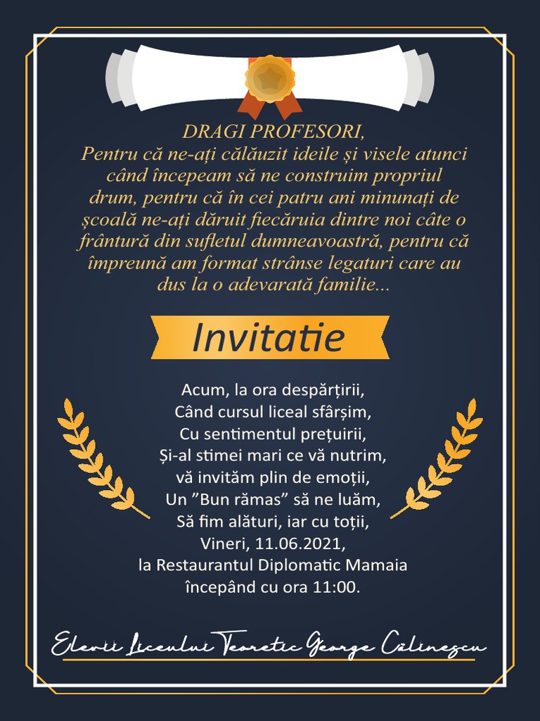 Invitatie Banchet | PDF