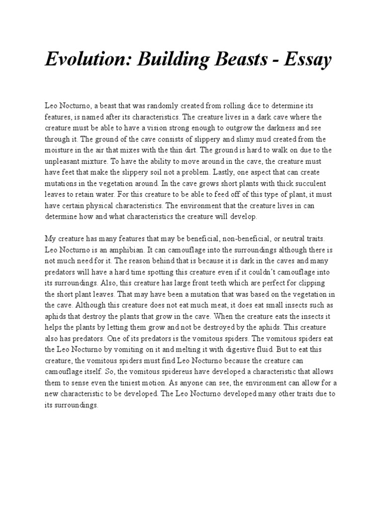 Evolution - Building Beasts Essay - Akram. Ali | PDF | Evolution ...