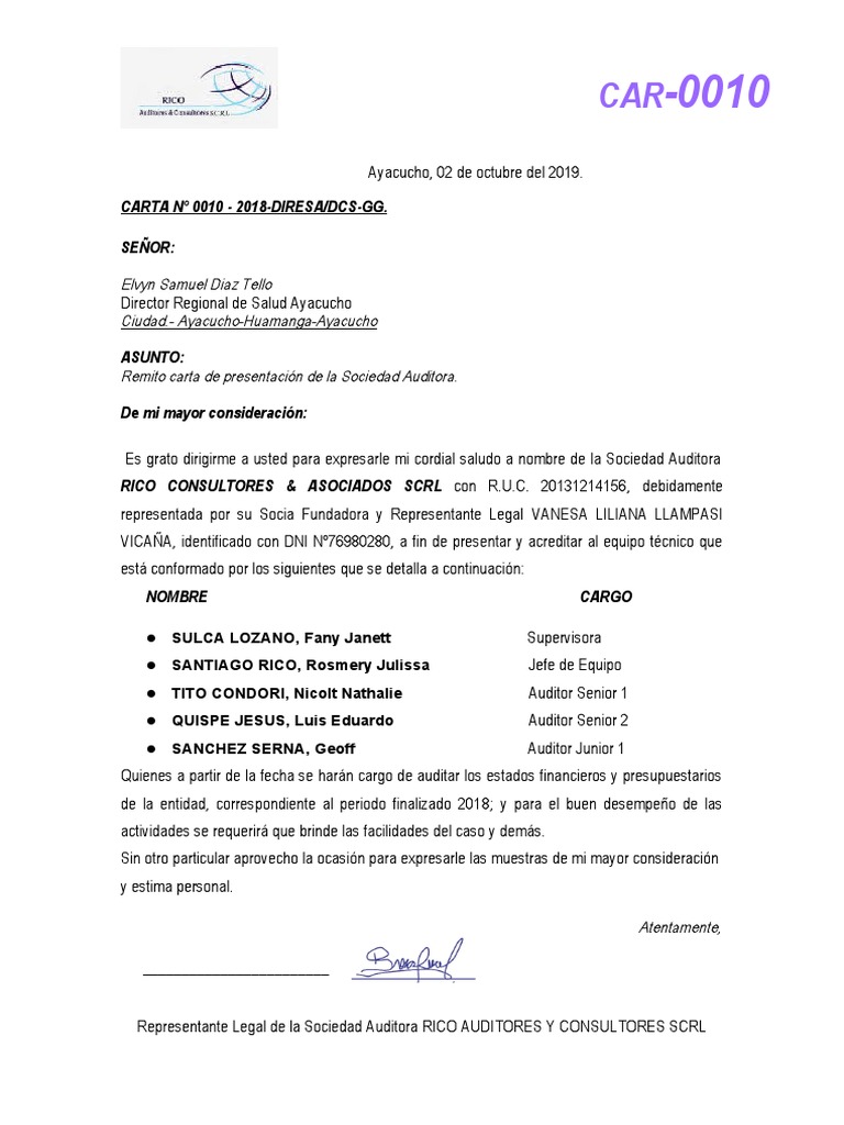 Carta Diresa Car.10 | PDF