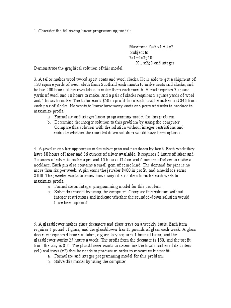 Homework Week 8 | PDF | Linear Programming | Applied Mathematics