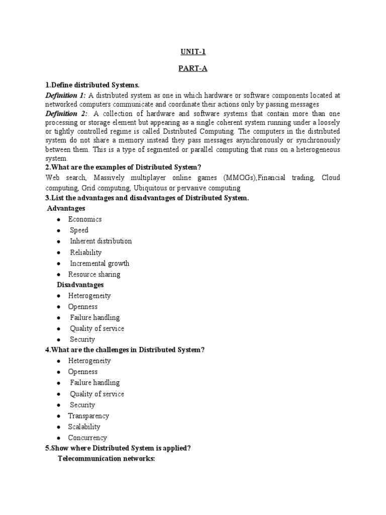 UNIT 1 DS Question Bank With Answers | PDF | Distributed Computing ...