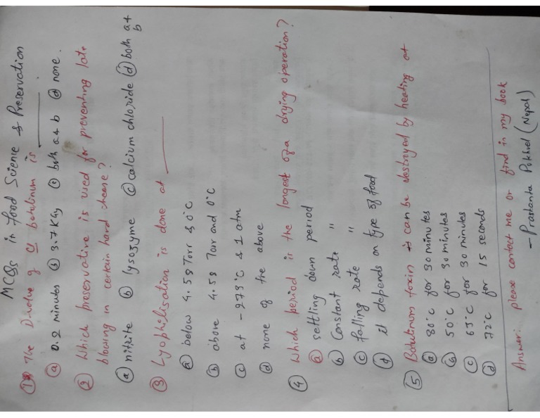 MCQS in Food Science | PDF